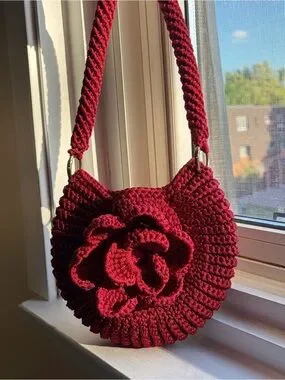 Handmade | Bags | Rose Red Crochet Mini Shoulder Bag | Poshmark